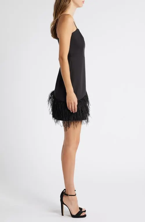Sam Edelman Feather Trim Sheath Dress In Black 55% Off