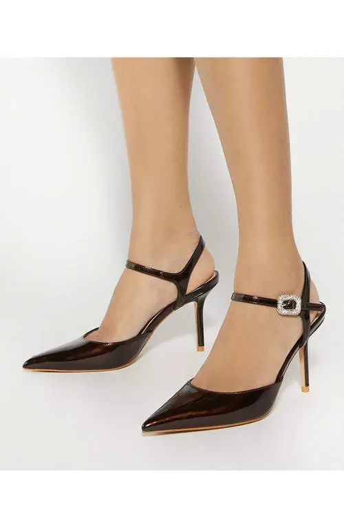 Dune London Channel Pointed Toe Pumps - Brown