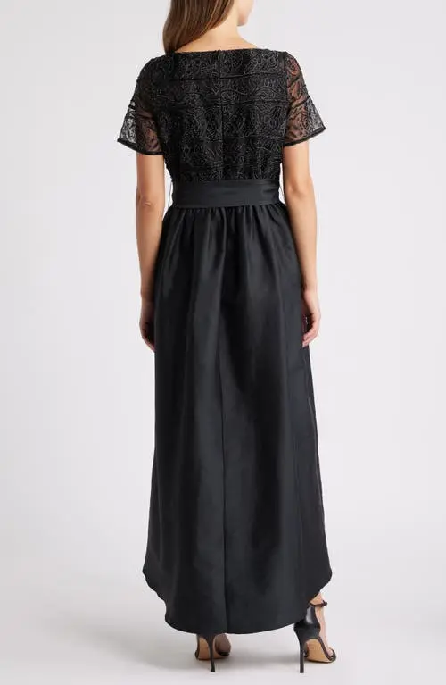 Pisarro Nights Beaded Bodice Taffeta Gown
