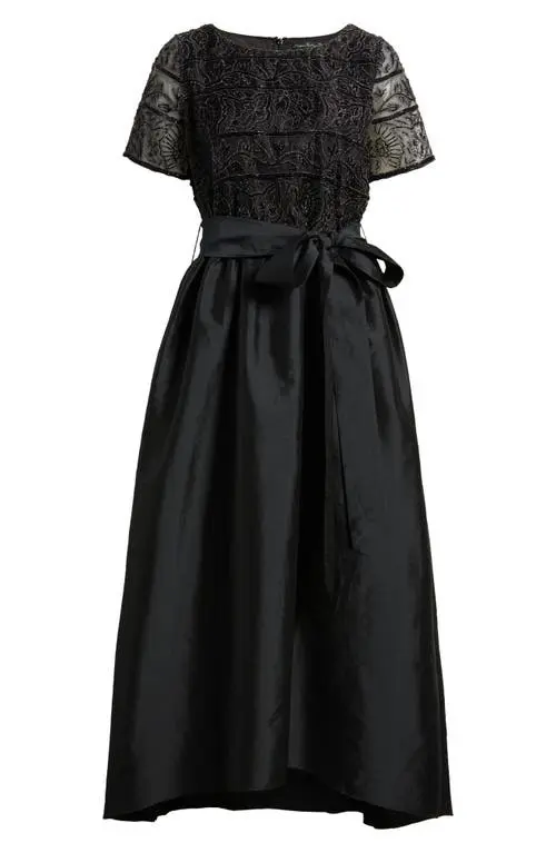 Pisarro Nights Beaded Bodice Taffeta Gown