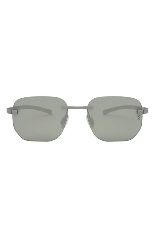 Tag Heuer 55mm Polarized Geometric Sunglasses - Matte Palladium / Green Polar