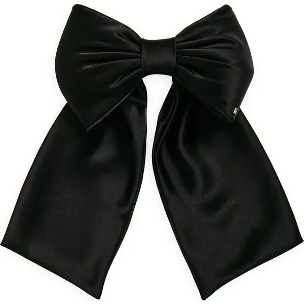 Alexandre De Paris Satin Bow Barrette - Black