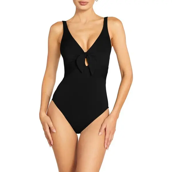 Robin Piccone Ava Knit One-piece Swimsuit - Black