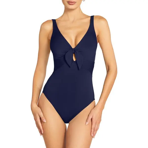 Robin Piccone Ava Knit One-piece Swimsuit - Navy