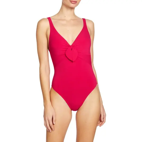 Robin Piccone Ava Knit One-piece Swimsuit - Rose