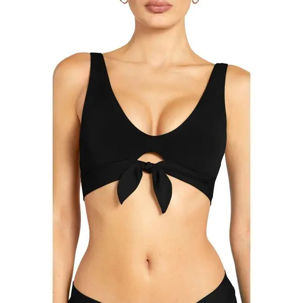 Robin Piccone Ava Knot Front Bikini Top - Black