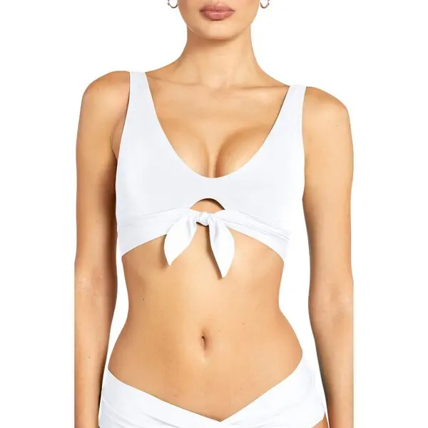Robin Piccone Ava Knot Front Bikini Top - White