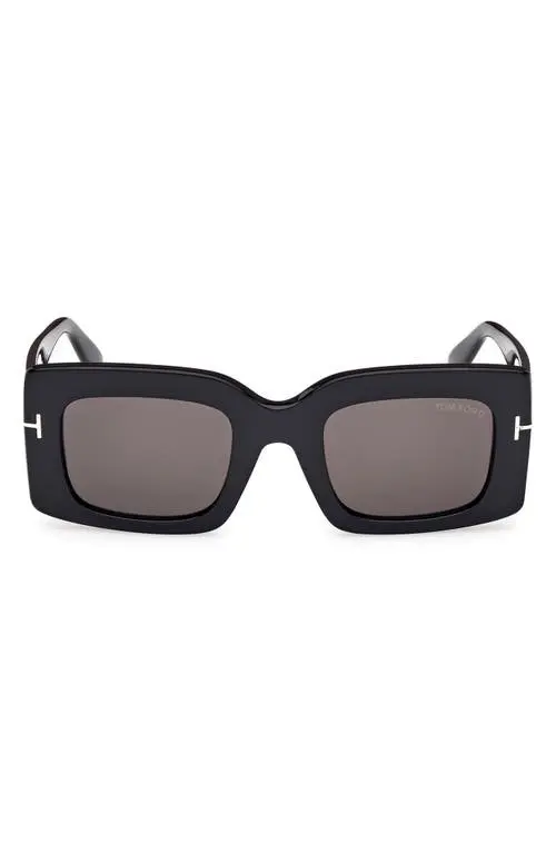TOM FORD Brigitta Rectangular Sunglasses - Black/ Eco / Smoke Lenses