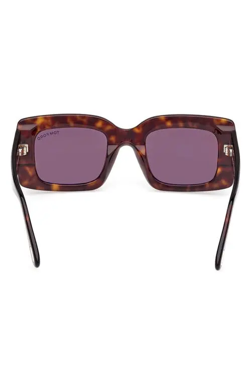 TOM FORD Brigitta Rectangular Sunglasses - Dark Havana Eco / T Logo
