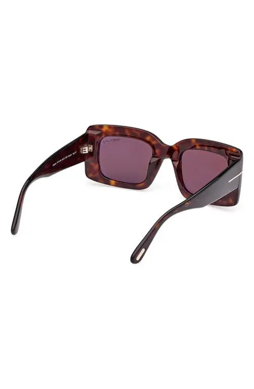 TOM FORD Brigitta Rectangular Sunglasses - Dark Havana Eco / T Logo