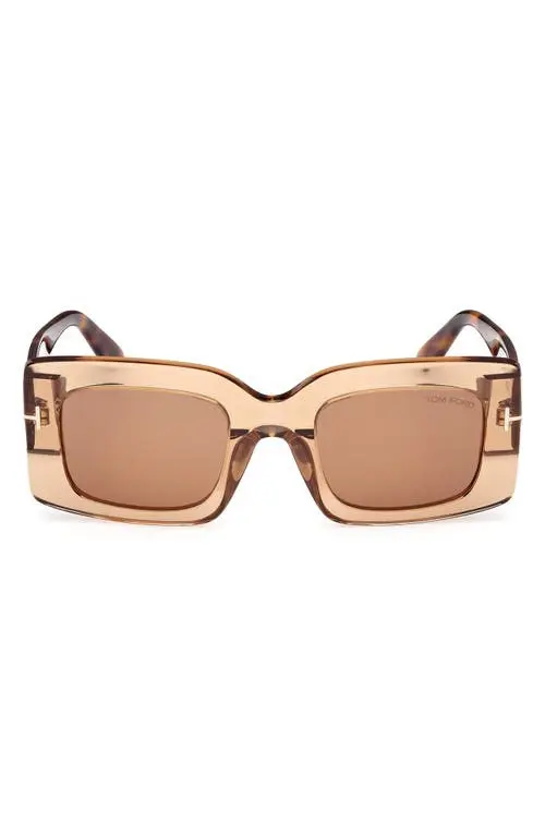 TOM FORD Brigitta Rectangular Sunglasses - Transp Beige/ Brown Lenses
