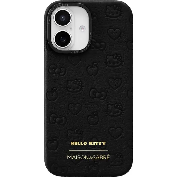 MAISON DE SABRE Leather Phone Case - Black Caviar (hello Kitty)