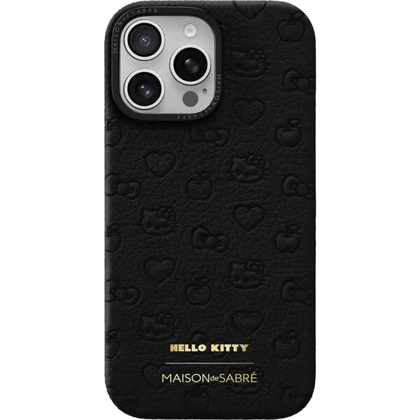 MAISON DE SABRE Leather Phone Case - Black Caviar (hello Kitty)