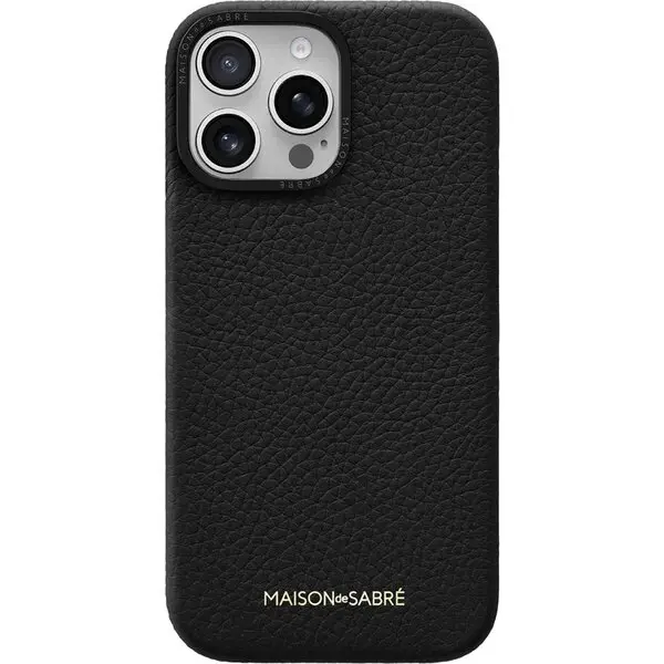 MAISON DE SABRE Leather Phone Case - Black Caviar