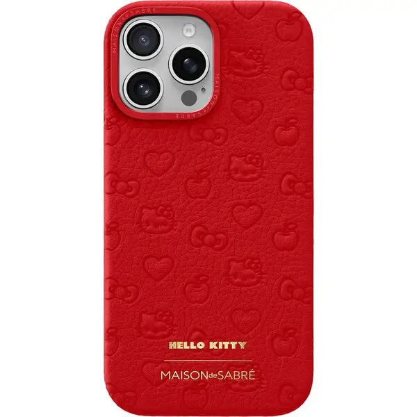 MAISON DE SABRE Leather Phone Case - Pomegranate Red (hello Kitty)