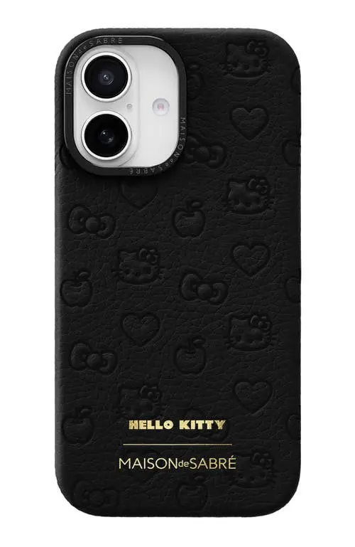 MAISON DE SABRE Leather Phone Case - Black Caviar (hello Kitty)
