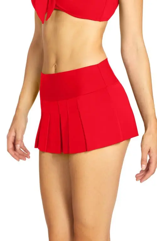 Robin Piccone Ava Skirted Bikini Bottom - Fiery Red
