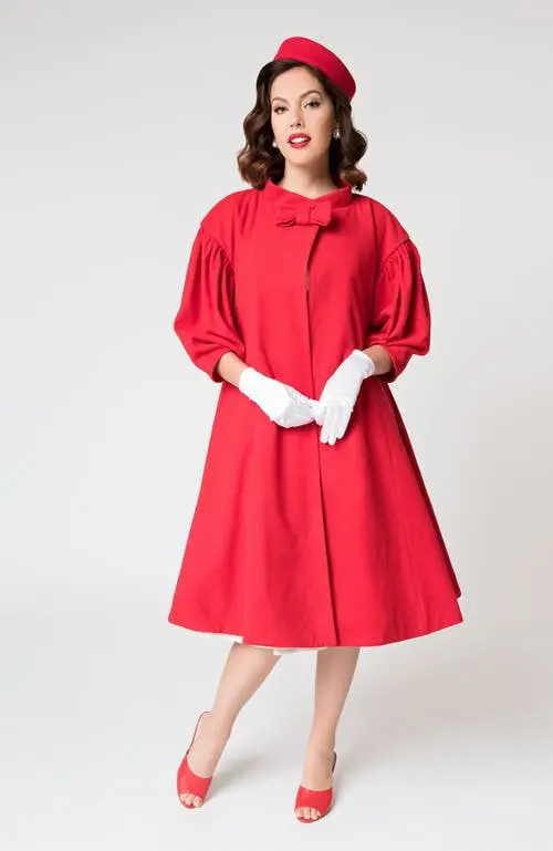 Unique Vintage 1960s Flare Swing Coat - Red