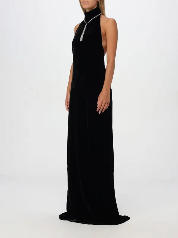 Max Mara Armida Embellished Chain-Detail Velvet Gown In Black