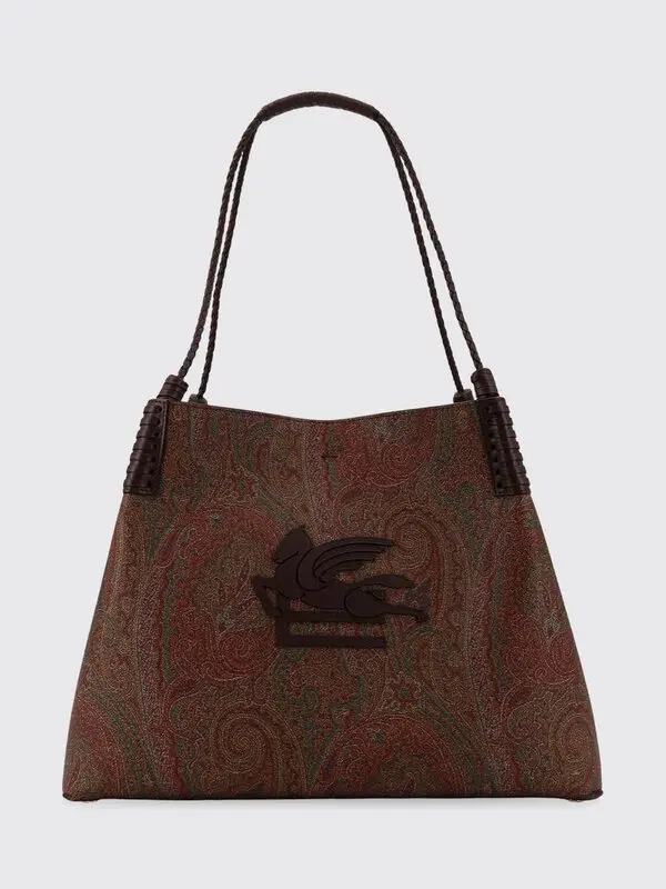 Etro Libra Coated Cotton Paisley Print Tote Bag - Brown