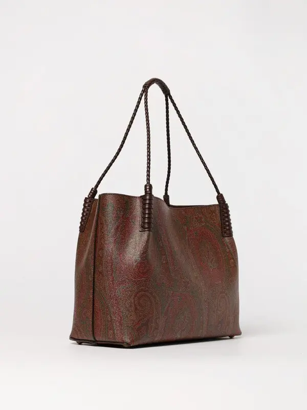 Etro Libra Coated Cotton Paisley Print Tote Bag - Brown