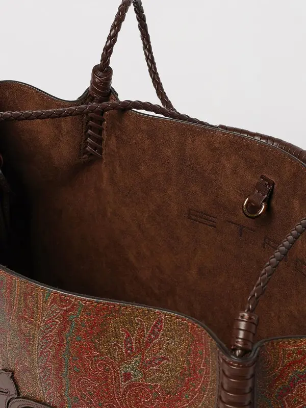 Etro Libra Coated Cotton Paisley Print Tote Bag - Brown