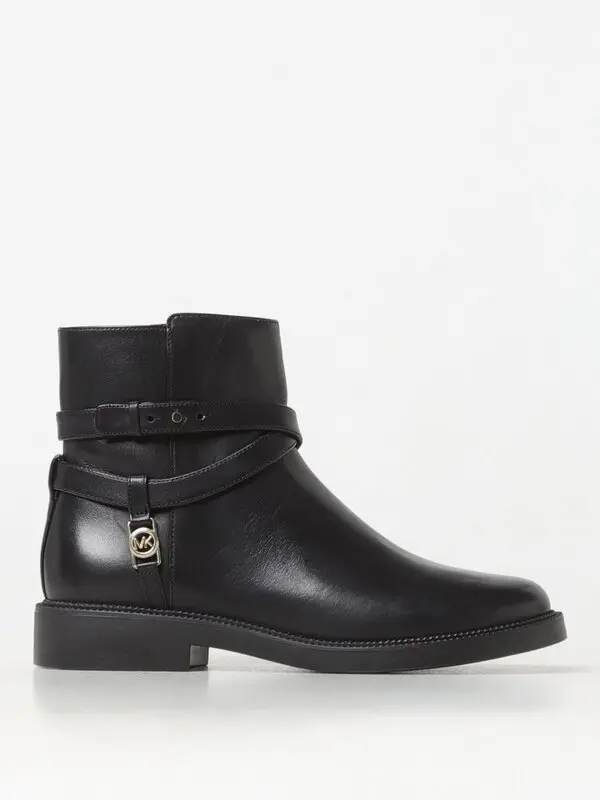 Michael Kors Leather Buckled Ankle Boots