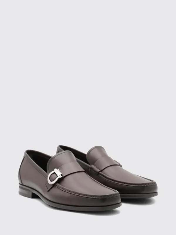 FERRAGAMO Gancini Penny Loafers In Smooth Calf Leather - Brown