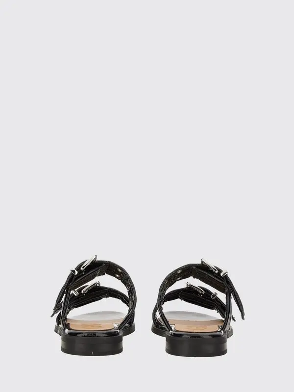 GANNI Low-heeled Sandals With Double Strap And Buckles - Black