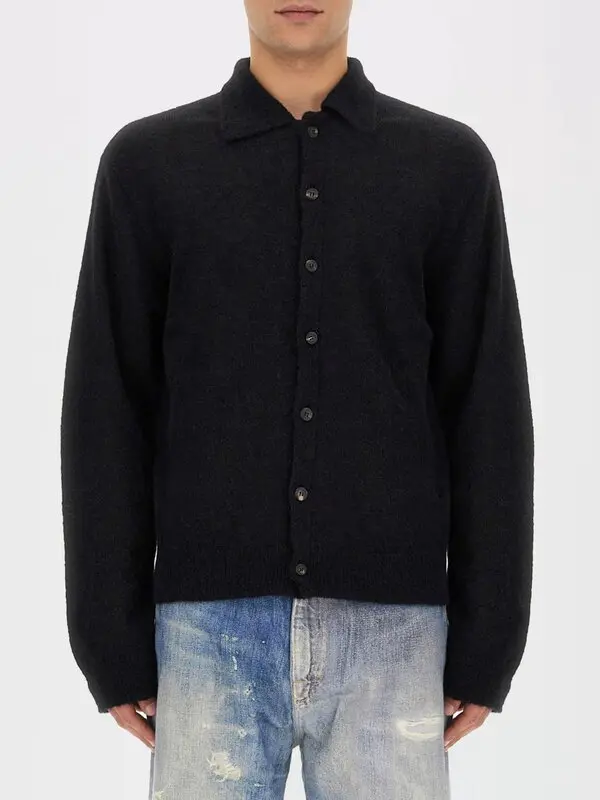 Our Legacy Wool And Alpaca Blend Polo Cardigan - Black