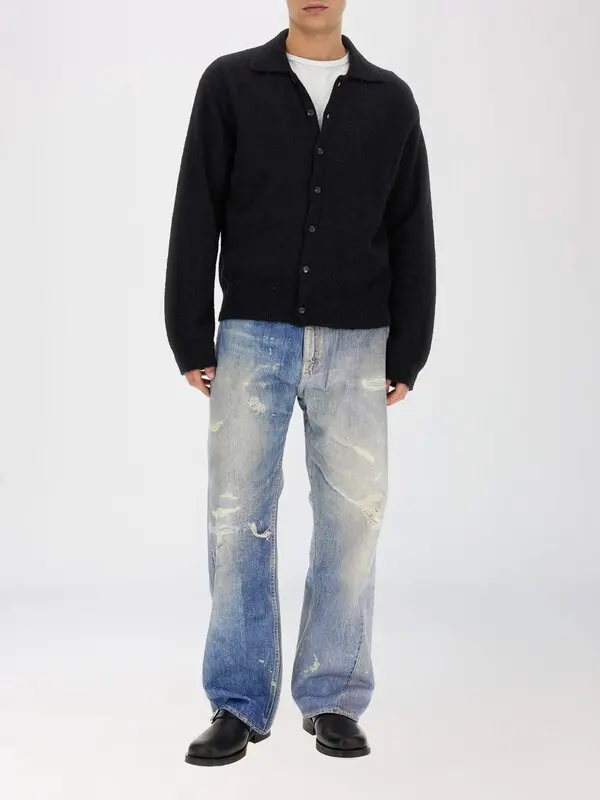 Our Legacy Wool And Alpaca Blend Polo Cardigan - Black