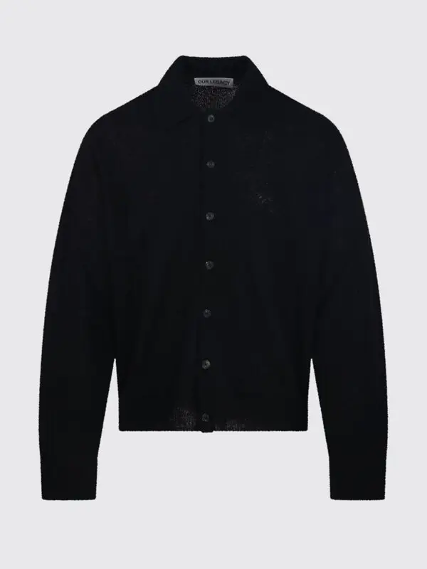 Our Legacy Wool And Alpaca Blend Polo Cardigan - Black