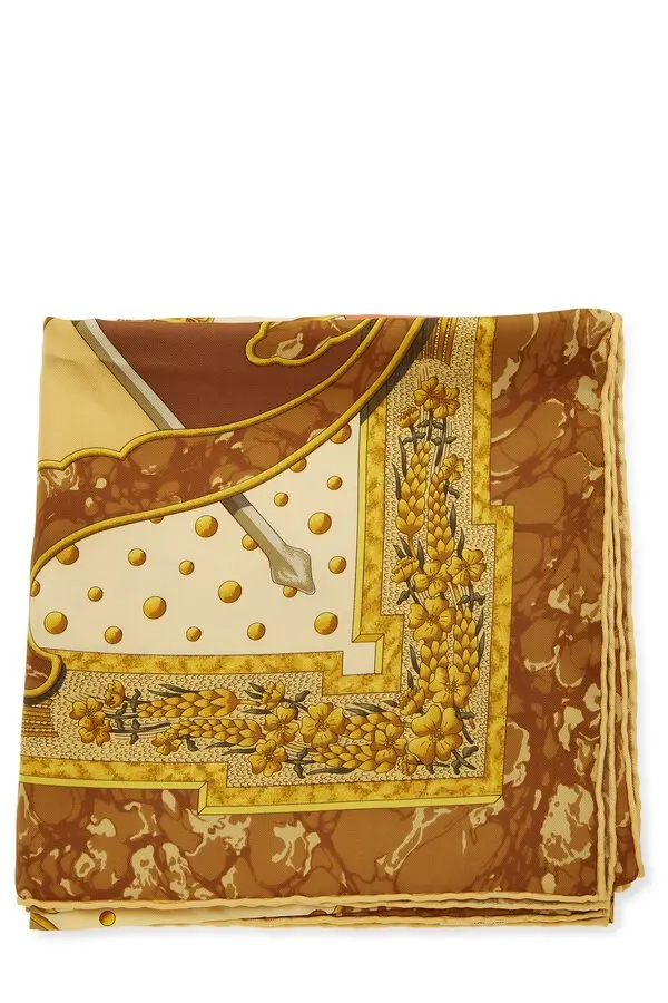 Hermès Multicolor 'carpe Diem' Silk Scarf 90 - Yellow