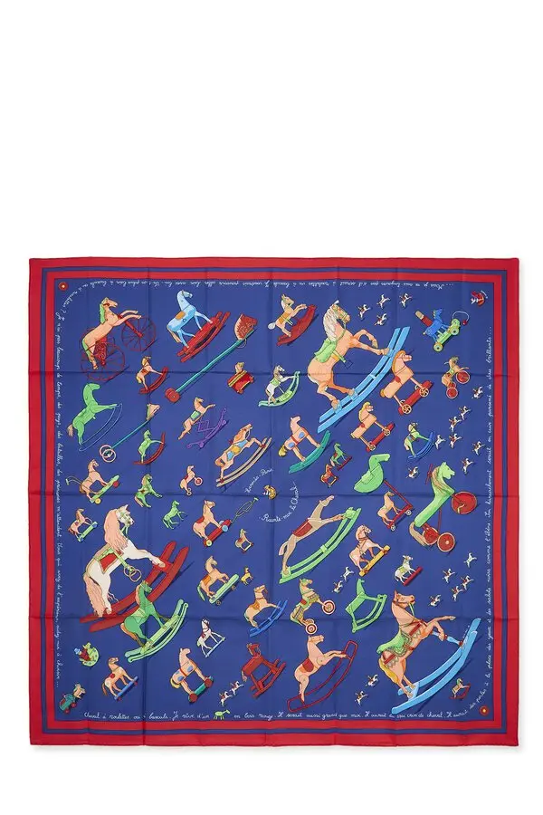 Hermès Multicolor 'raconte-moi Le Cheval' Silk Scarf 90