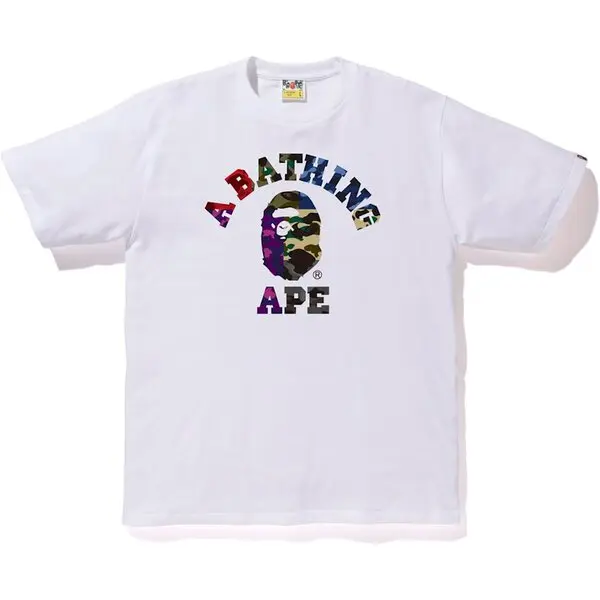 A BATHING APE Mix Camo College Tee Shirt - White