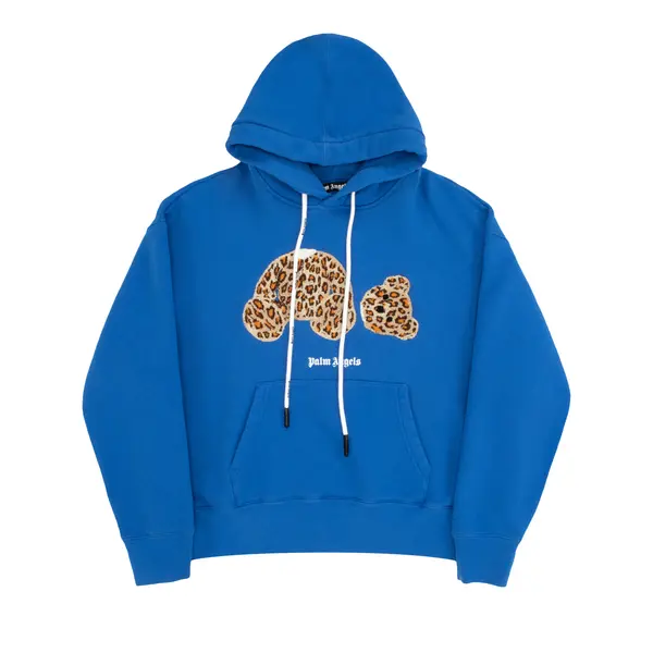 Palm Angels Leopard Bear Hooded Sweatshirt - Blue
