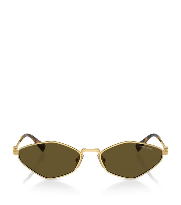 Miu Miu Metal Oval Sunglasses - Gold