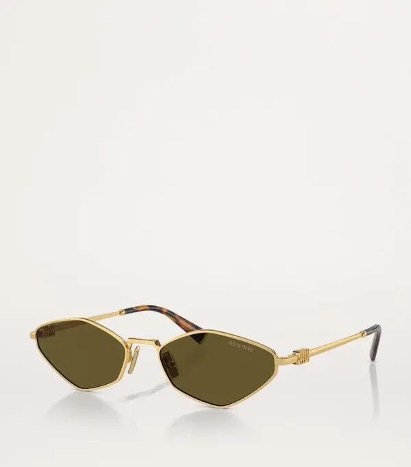Miu Miu Tone Oval Sunglasses With Tortoiseshell Arms