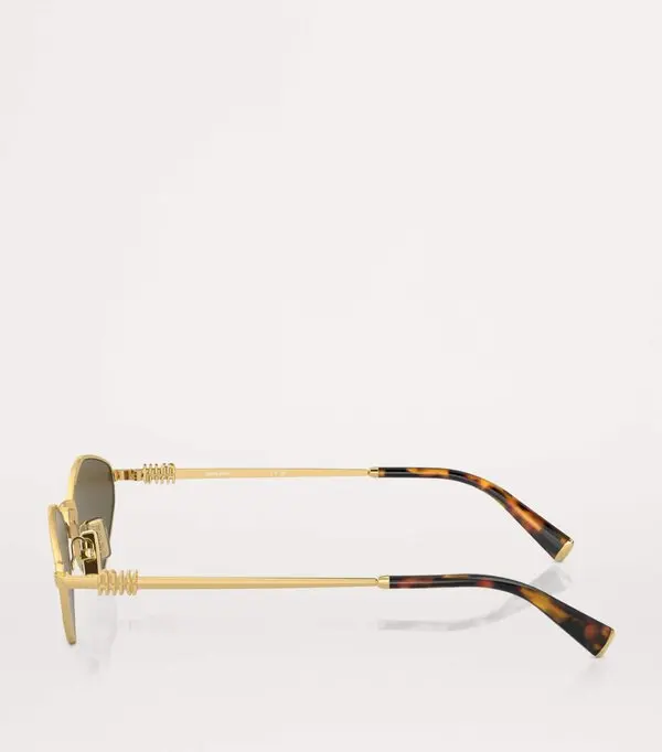 Miu Miu Tone Oval Sunglasses With Tortoiseshell Arms