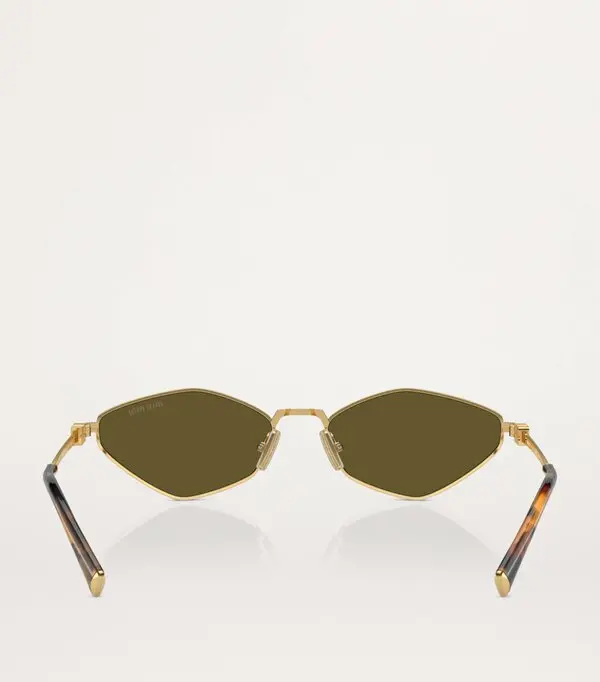 Miu Miu Tone Oval Sunglasses With Tortoiseshell Arms
