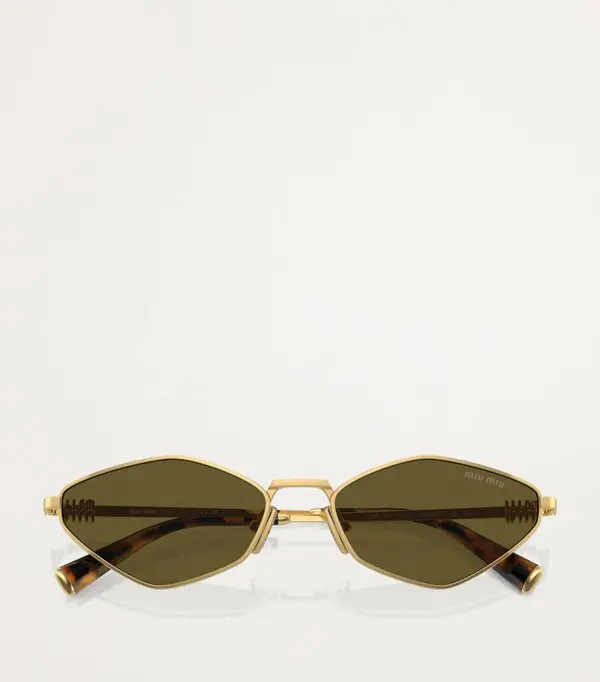 Miu Miu Tone Oval Sunglasses With Tortoiseshell Arms