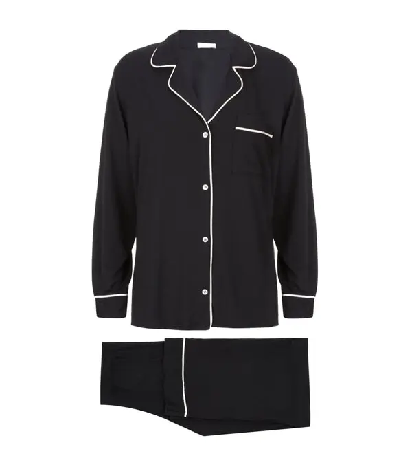 Eberjey Gisele Long Piped Pyjama Set - Black