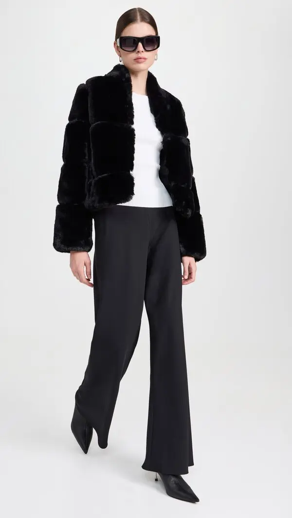 Apparis Sai Faux Fur Short Coat - Noir