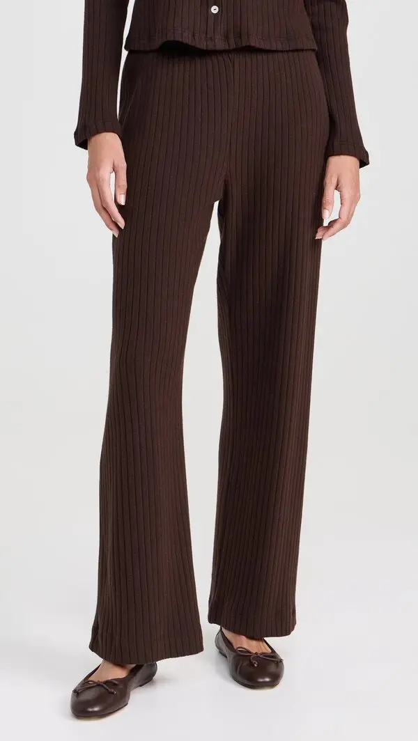 Donni. The Sweater Rib Simple Pants - Espresso