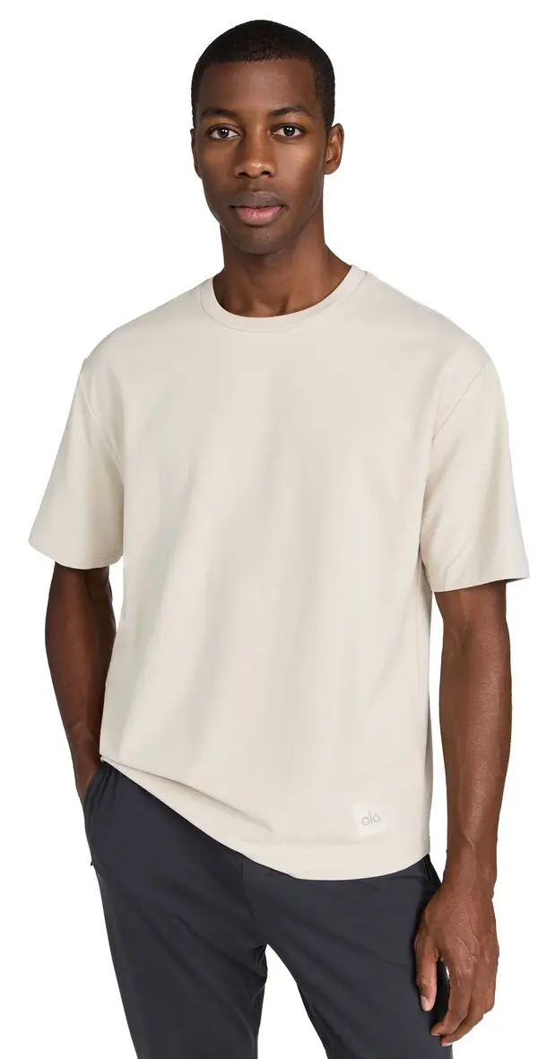 Alo Yoga Double Take Short Sleeve Tee In Bone - 30% Off | Editorialist