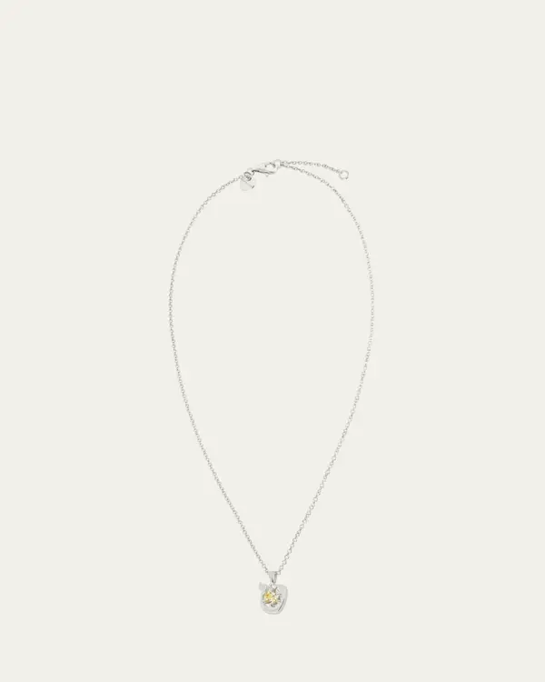 PROCACCIA JEWELRY 18k Hebrew Tet Initial Pendant Necklace - White Gold