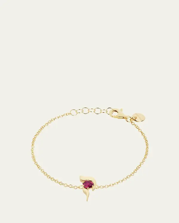 PROCACCIA JEWELRY 18k Hebrew Quf Initial Ruby Bracelet - Gold