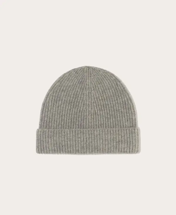 Everlane Cashmere Ribbed Beanie - Light Heather Grey