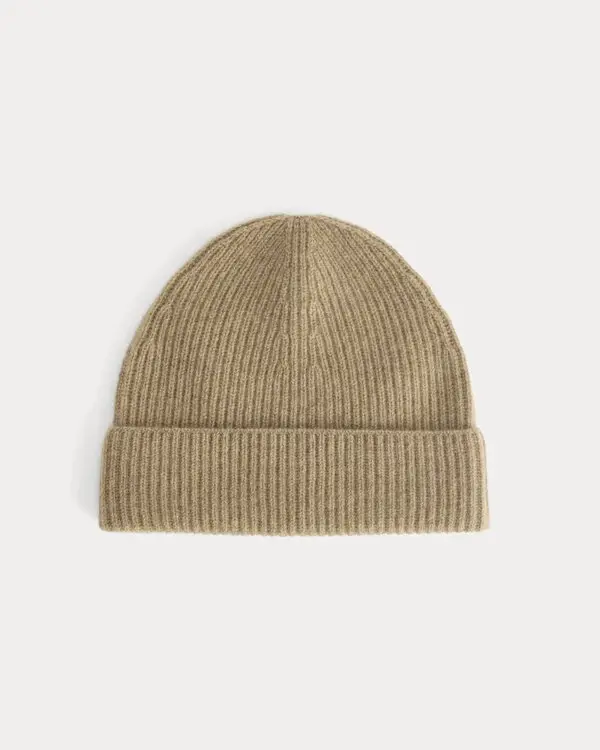 Everlane Cashmere Ribbed Beanie - Dark Heathered Camel