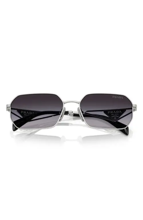 Prada 58mm Octagon Sunglasses - Silver